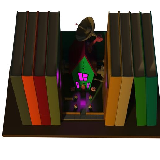 👽👾Invader Zim House Diorama Bookend - 3D Model with Lighting🏠📚・ 3D File ...