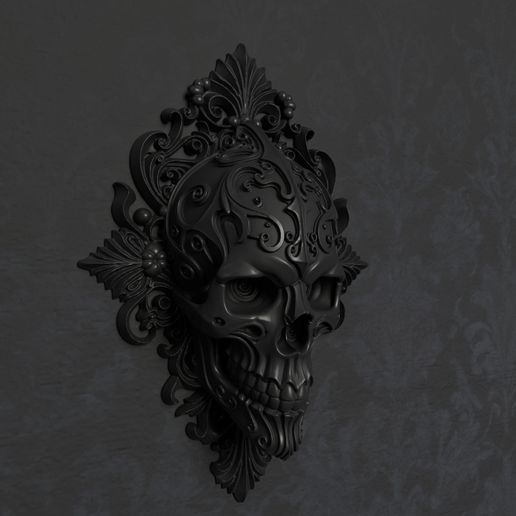 💀 Gothic Skull Wall Mount- wall decoration・ STL File for 3D printing・Cults