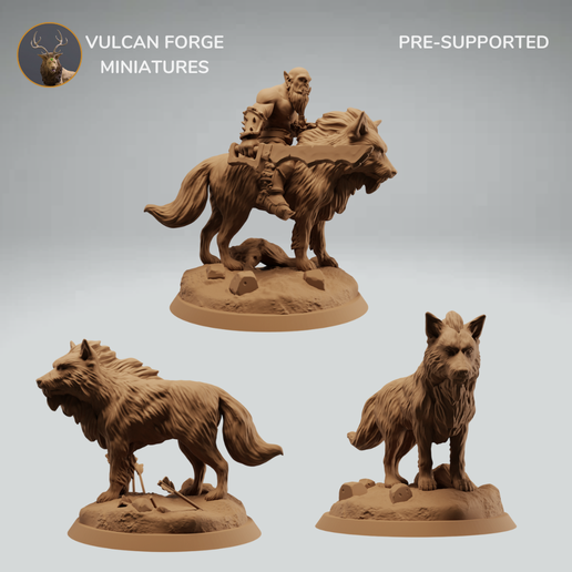 🐺 Orc Rider on Dire Wolf with Dire Wolves Bundle・ 3D File for 3D ...