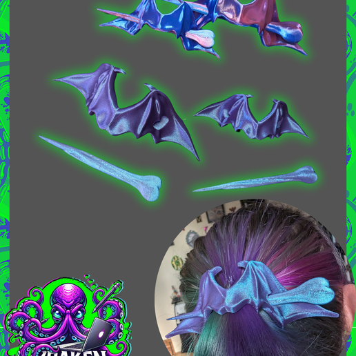 🦇 Bat Wing Hair Pin・ 3D File for 3D printing・Cults