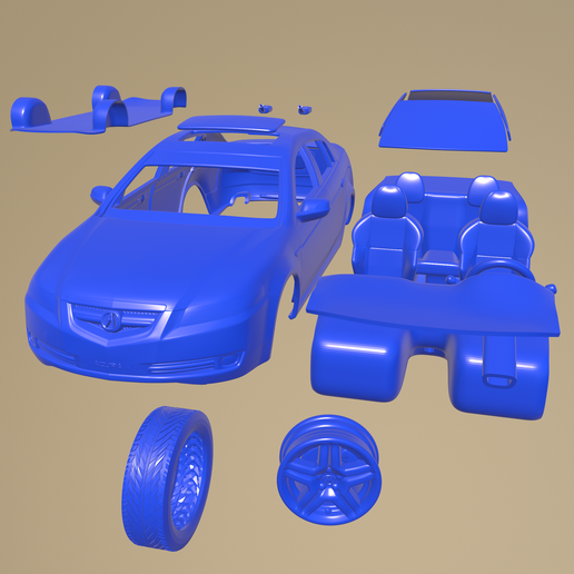🚗 ACURA TL 2007 PRINTABLE CAR IN SEPARATE PARTS・ STL File for 3D ...