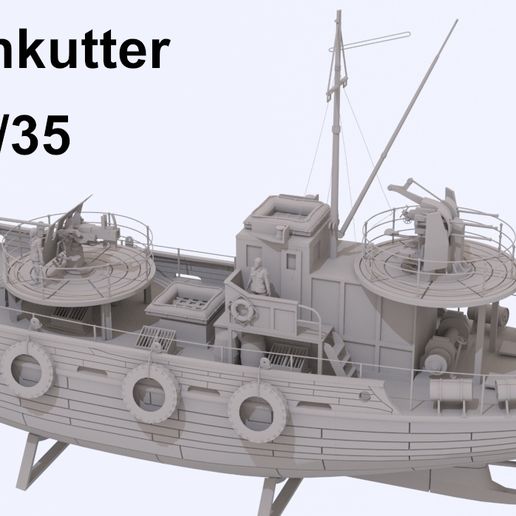 🎣 War fishing cutter in wood look・ 3D File for 3D printing・Cults