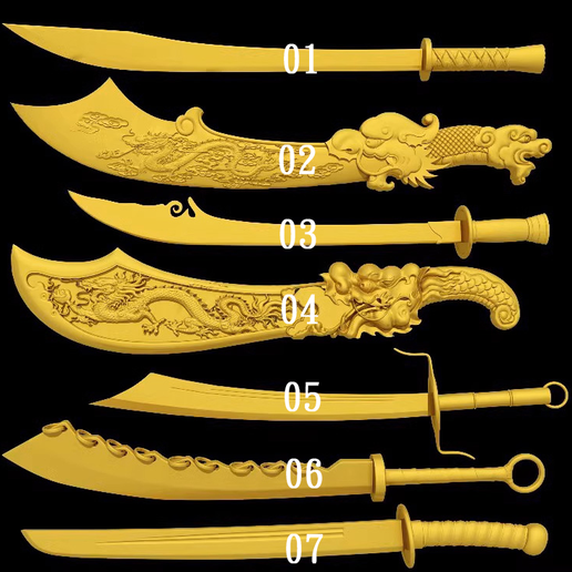 Fichier STL Dragon Slaying Knife-Chinese Knife-Sword Model Collection 1 ...