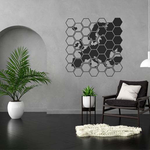 🇪🇺 Hexagon Europe Map - Laser Cut Files, CNC & 3D Print Model・ DXF File ...