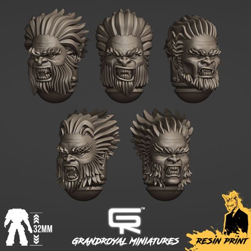 🛰 SPACE WOLVES ANIMAL HEADS Product Code: SWAH1・ STL File for 3D ...