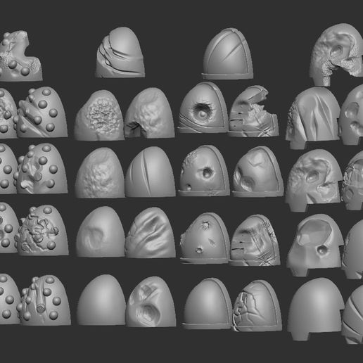 🎲 Battle Damaged Pauldrons・ STL File for 3D printing・Cults