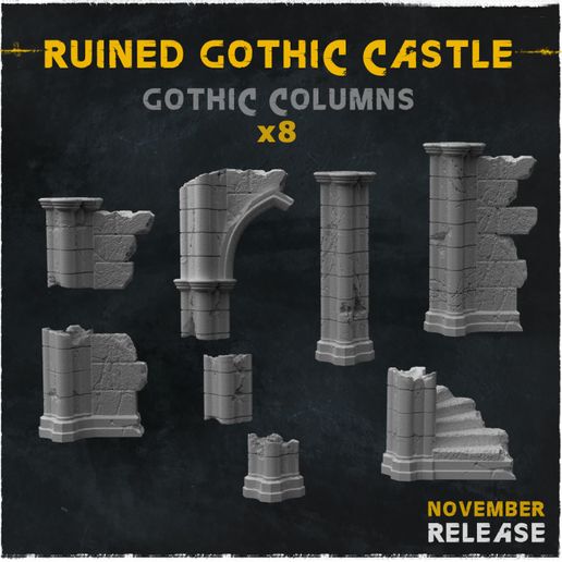 🏛️ Gothic columns - Basing Bits・ 3D File for 3D printing・Cults