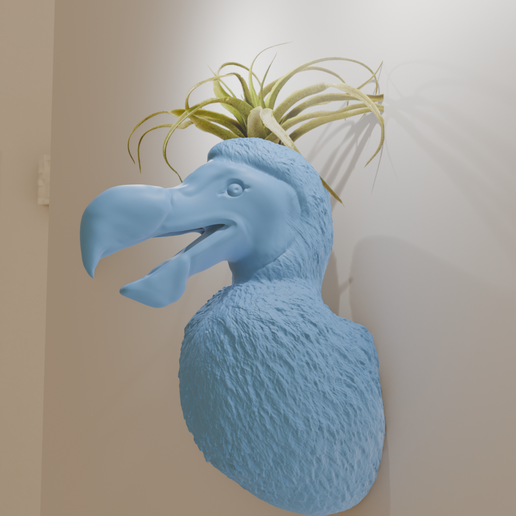 STL file dodo head wall mount mouth open planter pot flower vase stl 🦤 ...
