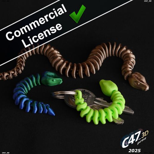 🐍 Flexi Snake - Commercial License・ STL File for 3D printing・Cults