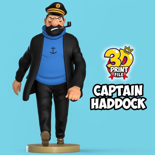 🆓 Captain Haddock 3D model Free Size・ 3D File for 3D printing・Cults