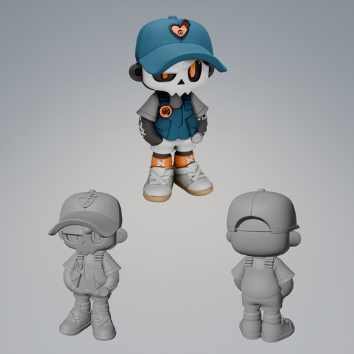 💀 Urban Skeleton Kid – Streetwear Skull Boy STL 3D Print Model with ...