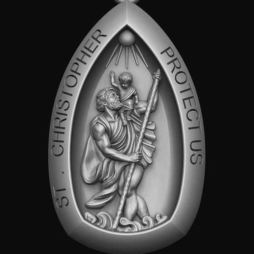 STL file Saint Christopher Pendant ️ ・Model to download and 3D print・Cults