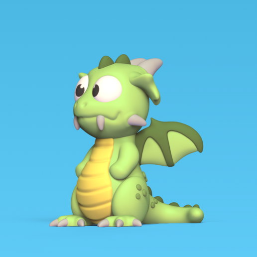 🐉 Cartoon Sitting Dragon・ 3D File for ・Cults