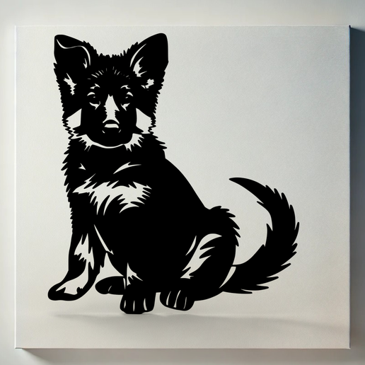 🐕 German Shepherd Puppy 2D・Free STL File for 3D printing・Cults