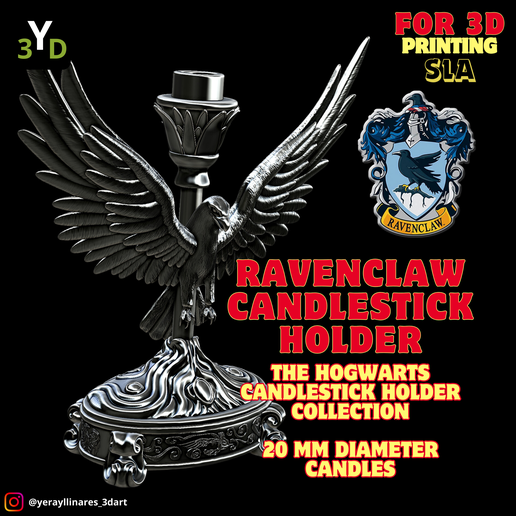 🕯️ HOGWARTS RAVENCLAW CANDLESTICK HOLDER・ STL File for 3D printing・Cults