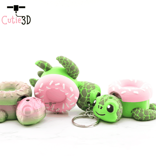 🐢 Cutie3D Sea Turtle Donut Keycap Fidget Clicker Keychain - Cute ...