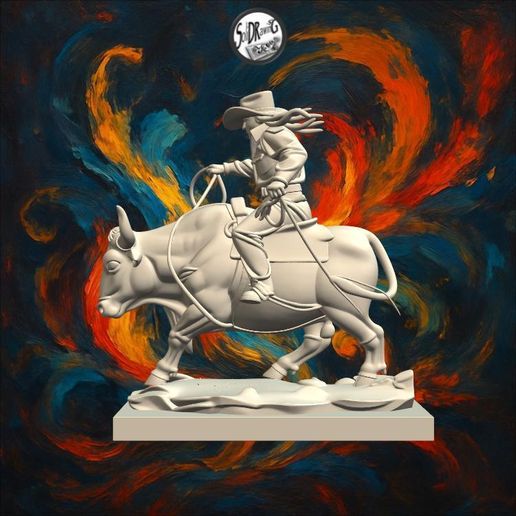 🤠 Rodeo Cowboy on Bull – SoliDRawinGs SG392・ STL File for 3D printing・Cults
