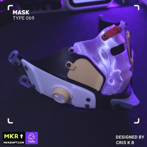 🆒 TECHWEAR ONI MASK : TYPE 069・ STL File for 3D printing・Cults
