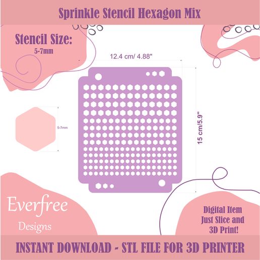 🍬 Hexagon Mix Shaped Sprinkle Stencil, Sprinkle Stencil for DIY Royal ...