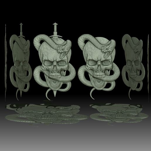 3D file Skull snake knife bas-relief 💀 ・3D print model to download・Cults