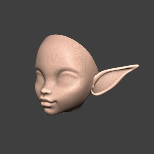 🧝 Front Head Part with Elf Ears for BJD Doll・ 3D File for 3D printing・Cults