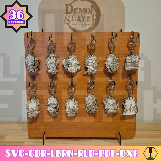 📁 Pack 36 Demon Slayer Keyrings + Exhibitor - Compatible Files - SVG ...