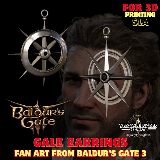 💍 Réplique des boucles d'oreilles de Gale dans Baldur's Gate 3・Fichier ...