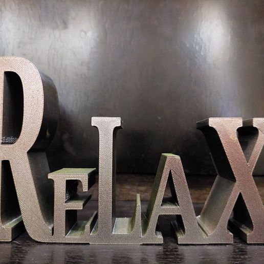 🌳 Schriftzug, relax・Kostenlos STL Datei für 3D-Druck・Cults