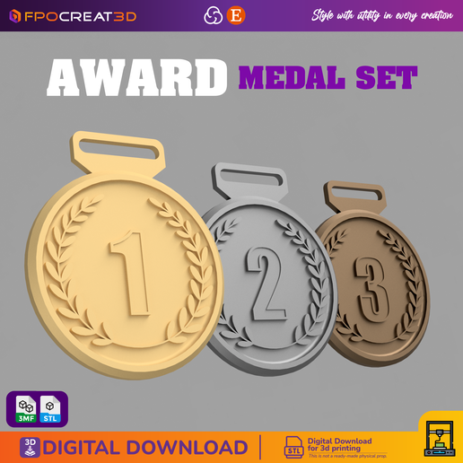 3D file Award Medals set 3D STL - Set of 3D STL medals 🏅 ・3D printer ...