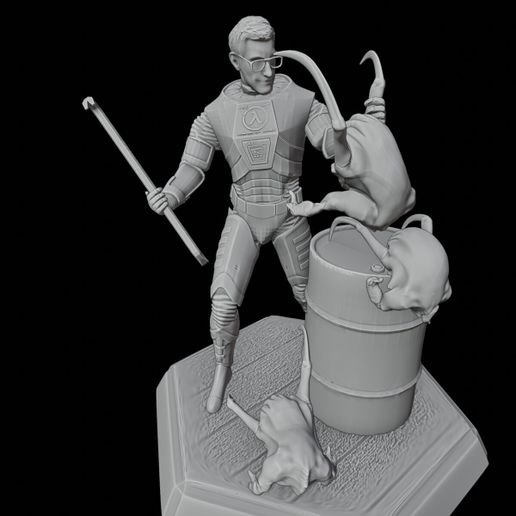 🗿 Freeman fighting with headcrabs sculpture 3D print model・ STL File ...