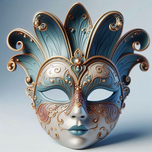 🎨 634 Venetian Carnival Mask Color 3D Model, magic, dragon, serpent ...