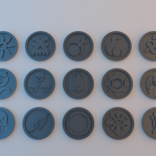 ⚔ 40k Tokens - Forces of Chaos - 40mm x 4mm・Free STL File for ・Cults