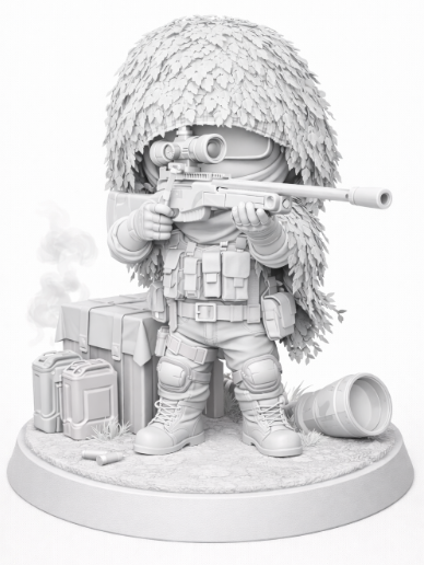 🔫 Chibi Sniper in Ghillie Suit – Stealth Figurine STL・Free STL File for ...