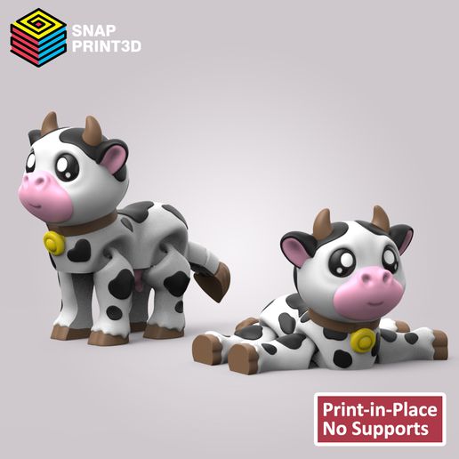 🐄 ARTICULATED FLEXI COW (EASY PRINT NO SUPPORT)・ STL File for 3D printing・Cults