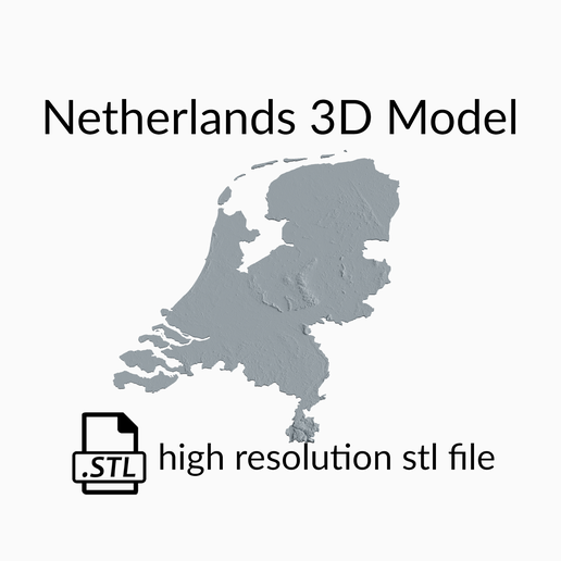 🇳🇱 Netherlands Topographic Map - 3D Terrain Elevation - Relief 3D Map ...