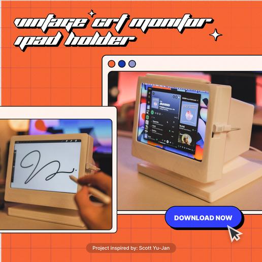 🆓 Vintage CRT Monitor iPad Holder・ STL File for 3D printing・Cults