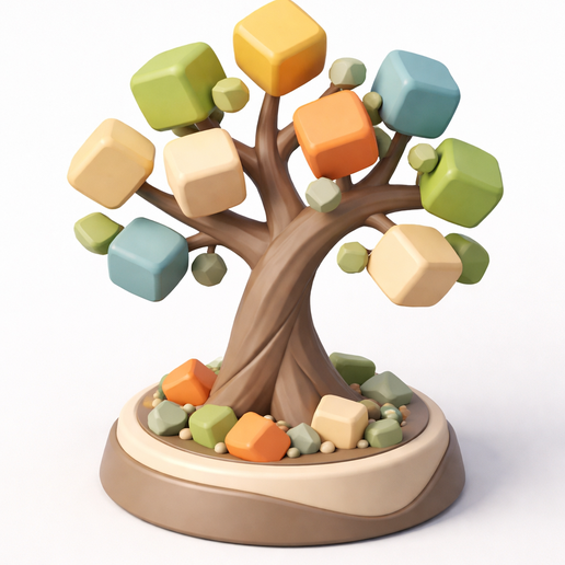 🌳 Cubist Tree Sculpture・ STL File for 3D printing・Cults