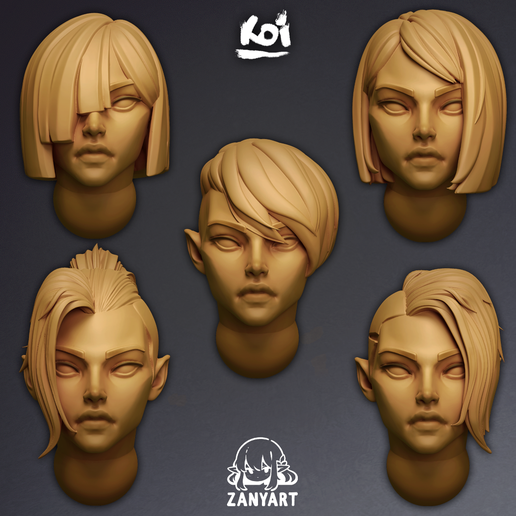 ♀️ Duskborn - Miniature Heads・ 3D File for 3D printing・Cults