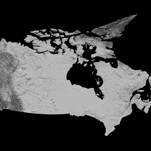 🗺️ Topographic Map of Canada – 3D Terrain・ 3D File for 3D printing・Cults