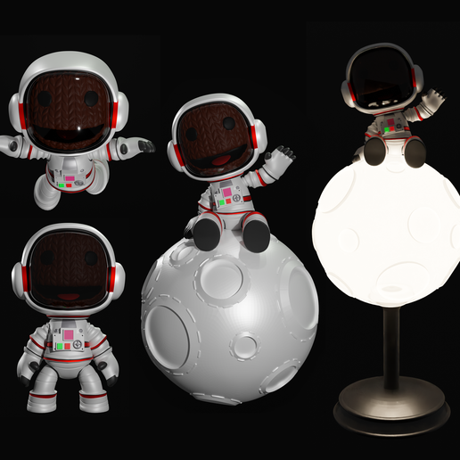 🧑‍🚀 Astronaut Sackboy with moon lamp and 3 more poses・ STL File for 3D ...