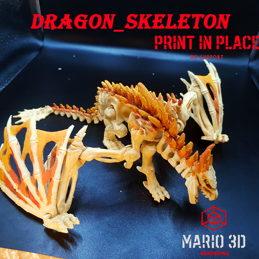 🐉 DRAGON_SKELETON_FLEXI_PRINT_IN_PLACE・ 3D File for 3D printing・Cults