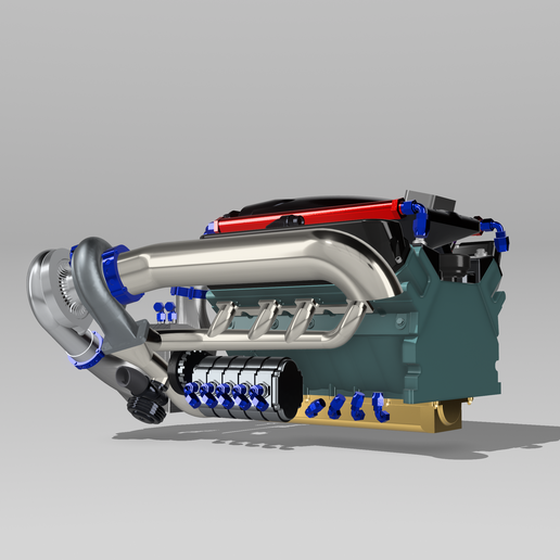 🌆 Holden 355 Single Turbo Engine set with Billet items・ STL File for 3D ...