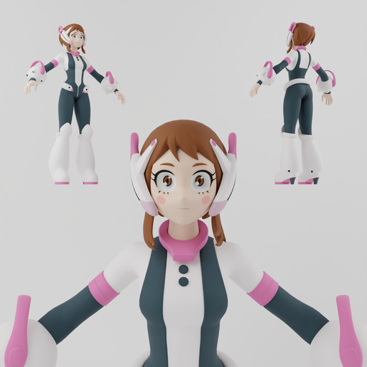 🎲 Ochako Uraraka Lowpoly Rigged・ OBJ File for ・Cults