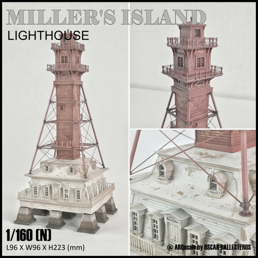 🏝️ MILLER'S ISLAND LIGHTHOUSE - N (1/160) SCALE MODEL LANDMARK・ 3D File ...
