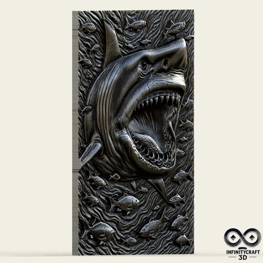 🌊 Ocean Fury – CNC Shark Carving・ STL File for 3D printing and CNC ...