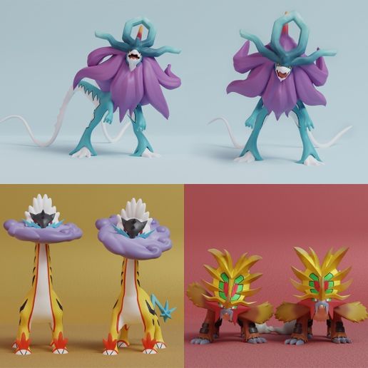 Файл STL Pokemon - Gouging Fire, Raging Bolt и Walking Wake 🐉 ・Шаблон ...