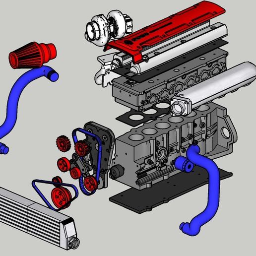 🚗 Detailed 2Jz Engine Fully 3d printed・ STL File for 3D printing・Cults
