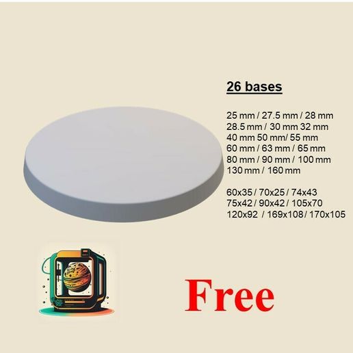 🆓 Free bases (round and oval lot)・Free STL File for ・Cults