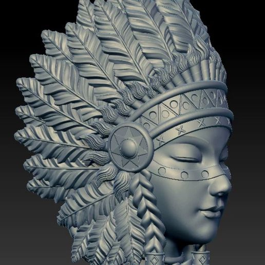 👩 Woman Indian Chief・ STL File for 3D printing・Cults