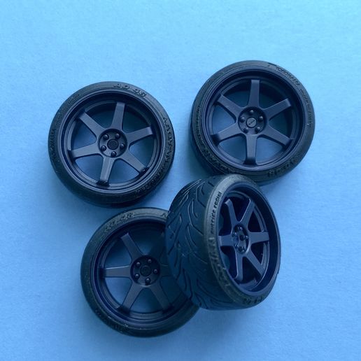 3D printable RAYS te37 ULTRA 18 inch rims with yokohama ADVAN tires for ...